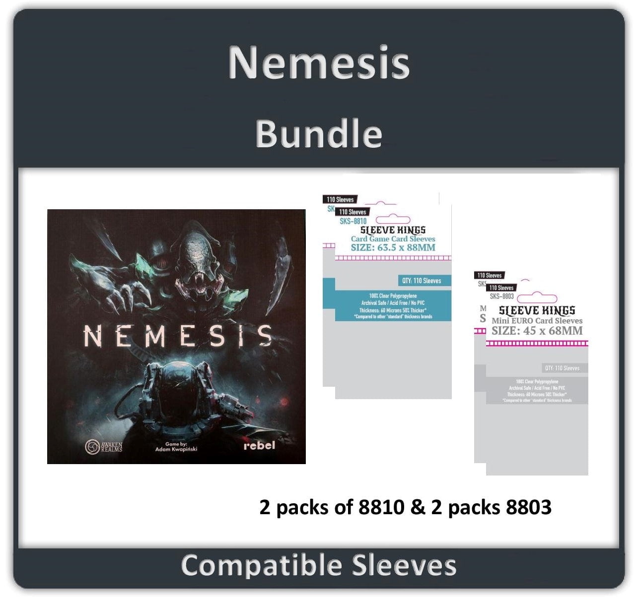 "Nemesis" Base Game Compatible Sleeve Bundle (8803 X 2 + 8810 X 2 ...