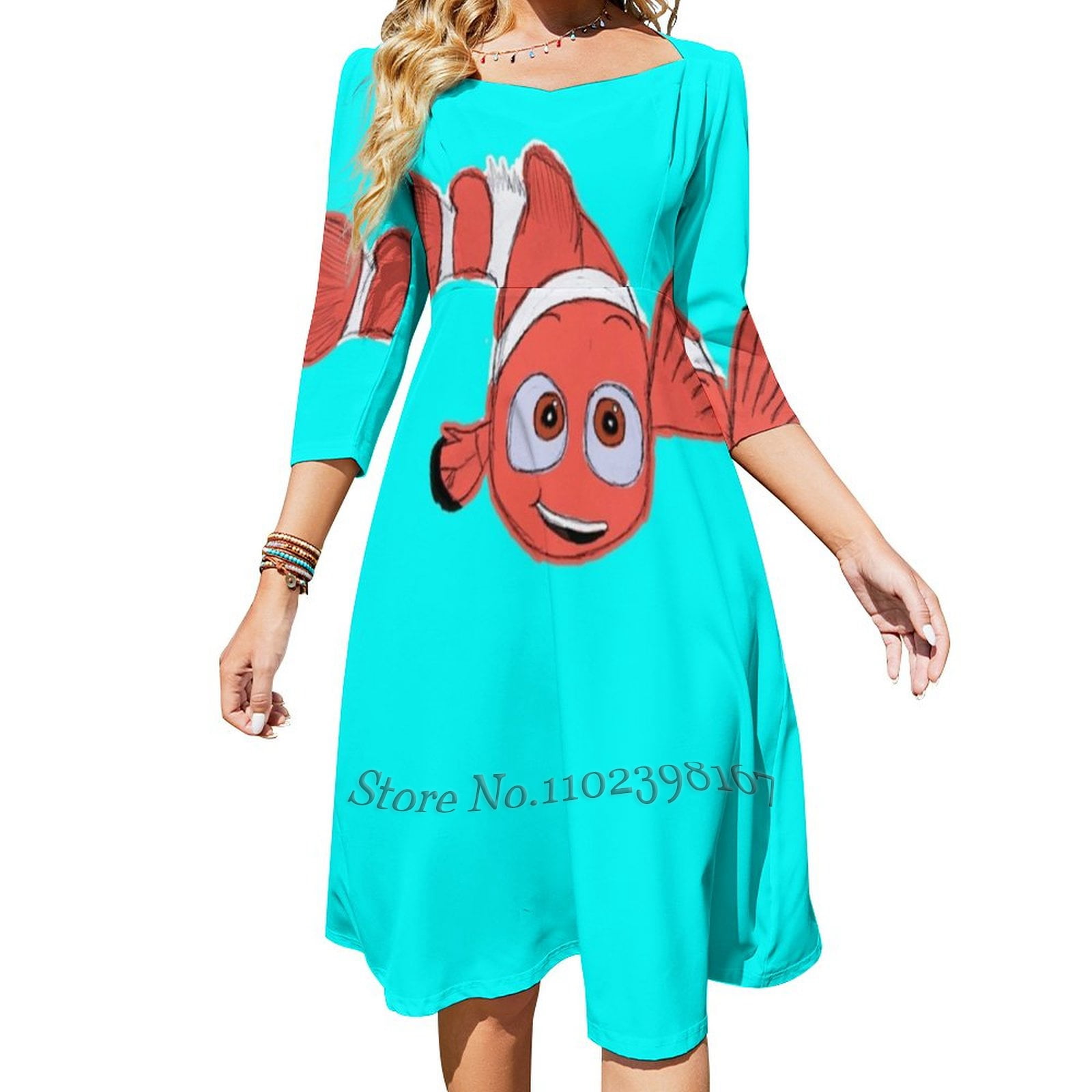 Nemo Sweetheart Knot Flared Dress Fashion Design Large Size Loose Dress ...