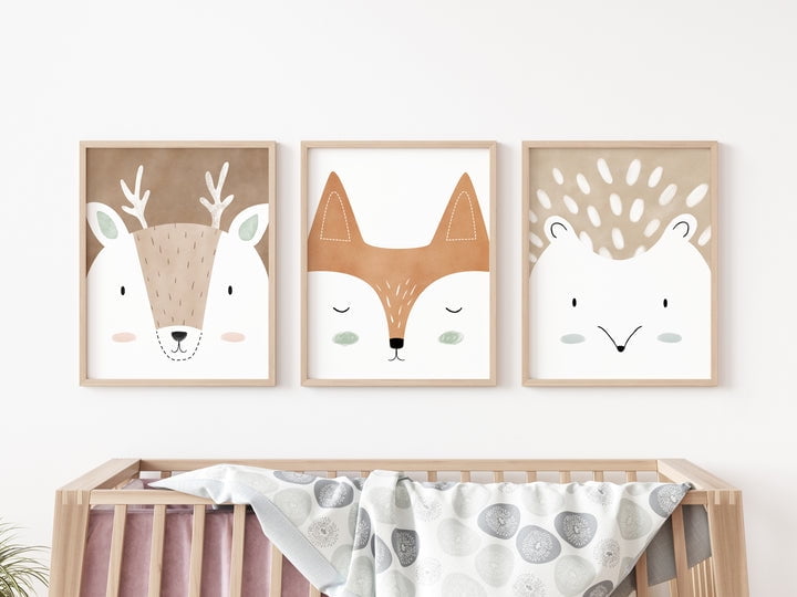 Nemo and Her Woodland Nursery Art Print Set of 3, Nursery Wall Art ...
