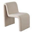 Nena Armless Dining Chair- Curved Light Camel Brown Shearling Fabric ...