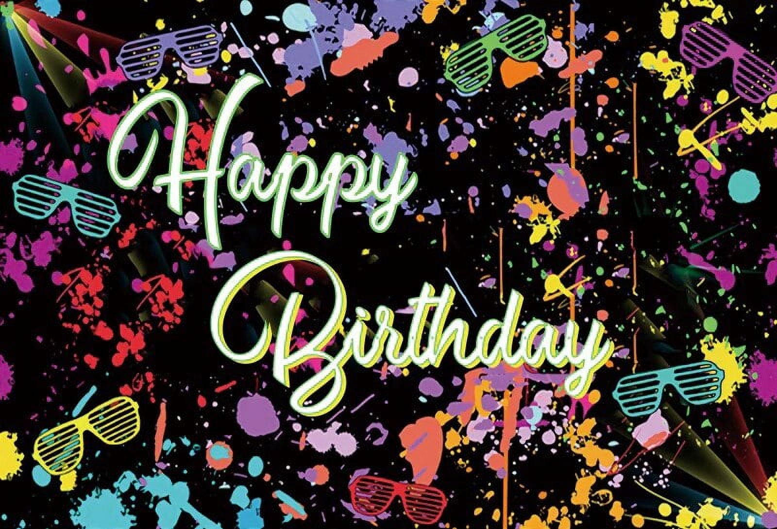 Neno Glow in The Dark Birthday Party Photography Backdrop Colorful ...