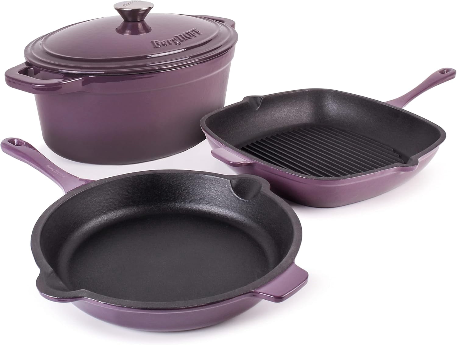 Neo 4Pc Enameled Cast Iron Cookware Set, Fry Pan 10 inches, Grill Pan ...