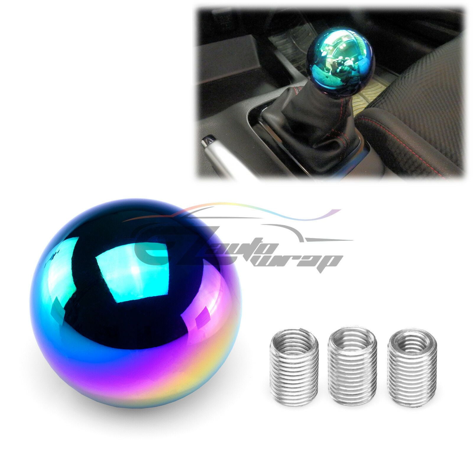 Neo Chrome Weighted Shift Knob Round Ball Shifter M8 M10 M12 Aluminum ...