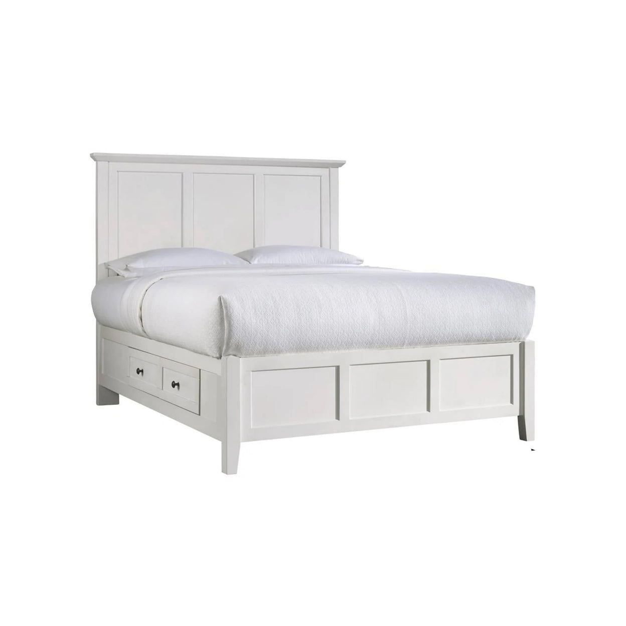 Neo Full Size Bed, Panel Design Farmhouse Wood Frame with Slats, White ...