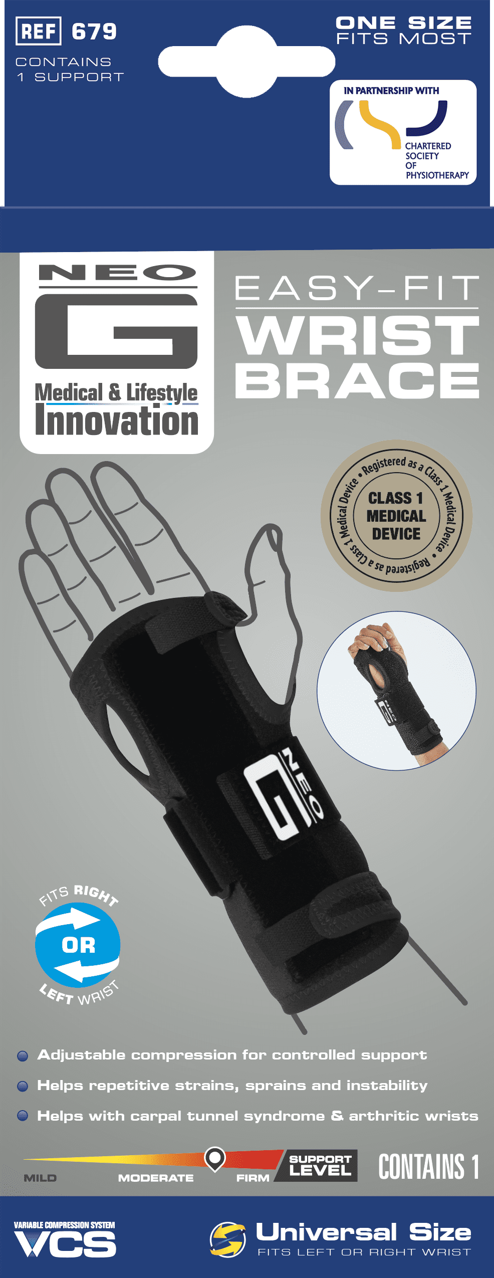 Neo G Easy-Fit Wrist Brace Adjustable Support for Carpal Tunnel ...