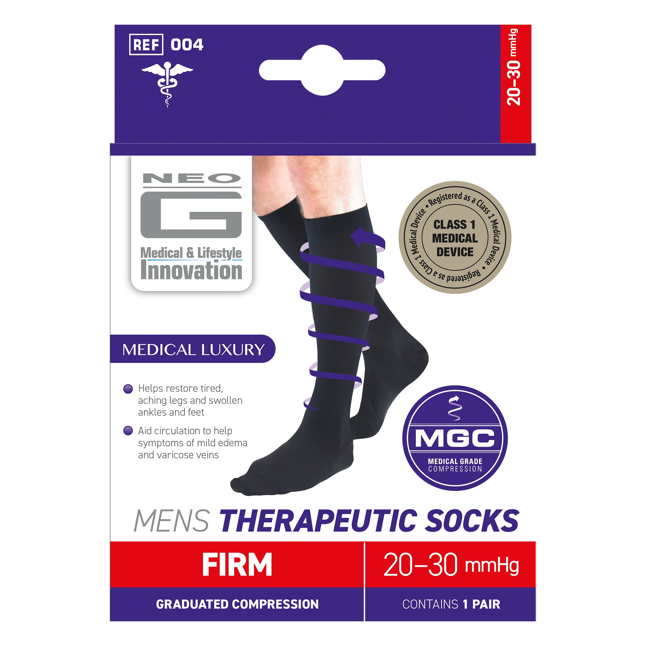 Neo G Men's Therapeutic Socks (20-30mmHg) - Large, Black - Walmart.com