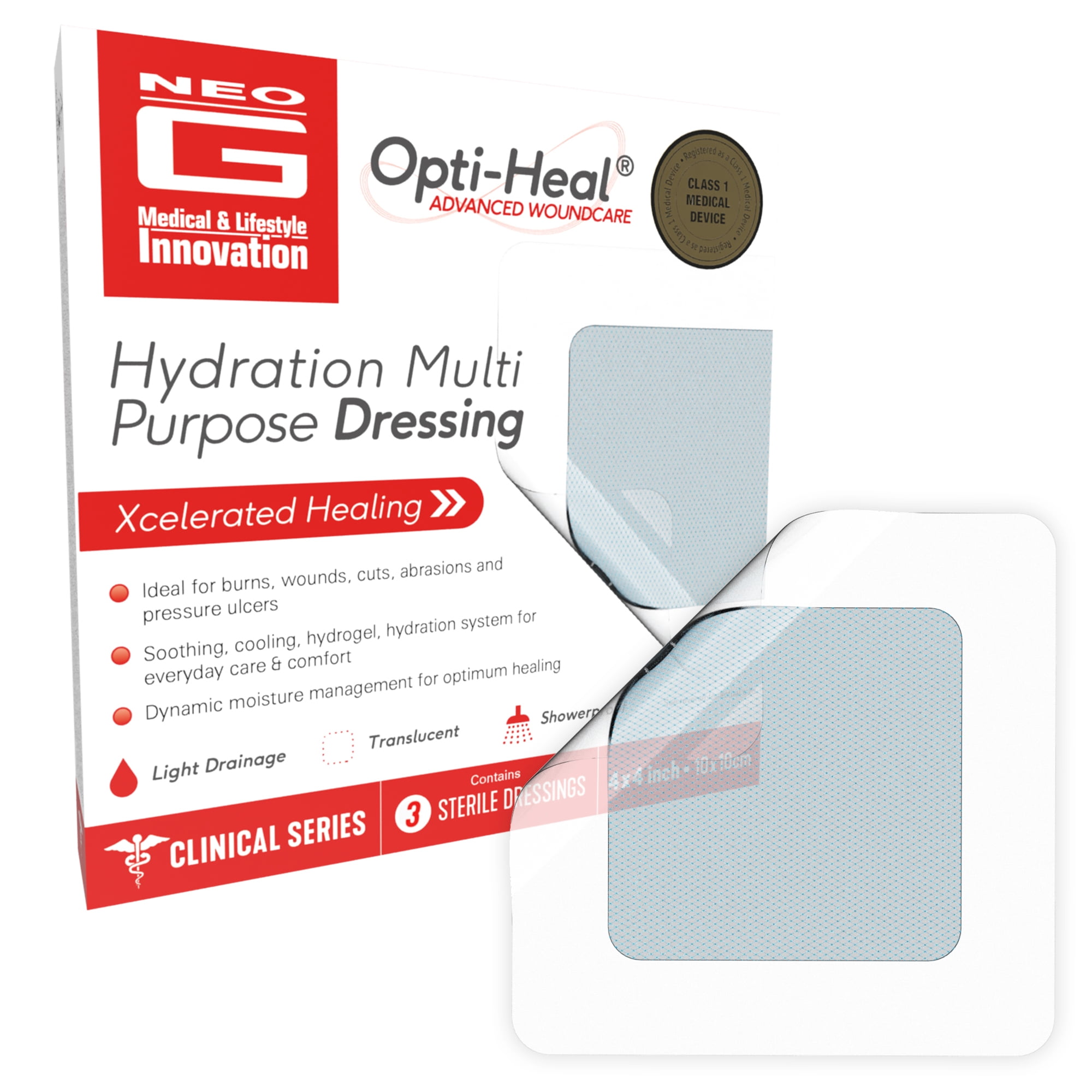 Neo G Opti-Heal Hydration Multi-Purpose Dressing, 3 Count - 4x4 - Walmart.com