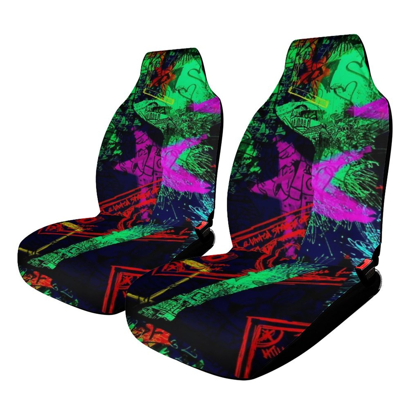 Neo Pop Art Blacklight Glow in The Dark Car Seat Covers Front Seats ...