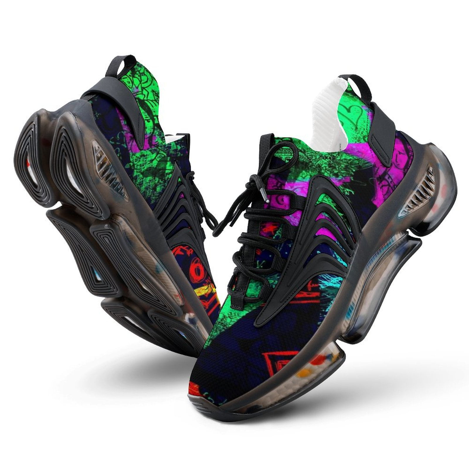 Neo Pop Art Blacklight Glow in The Dark Walking Shoes for Men Woman ...