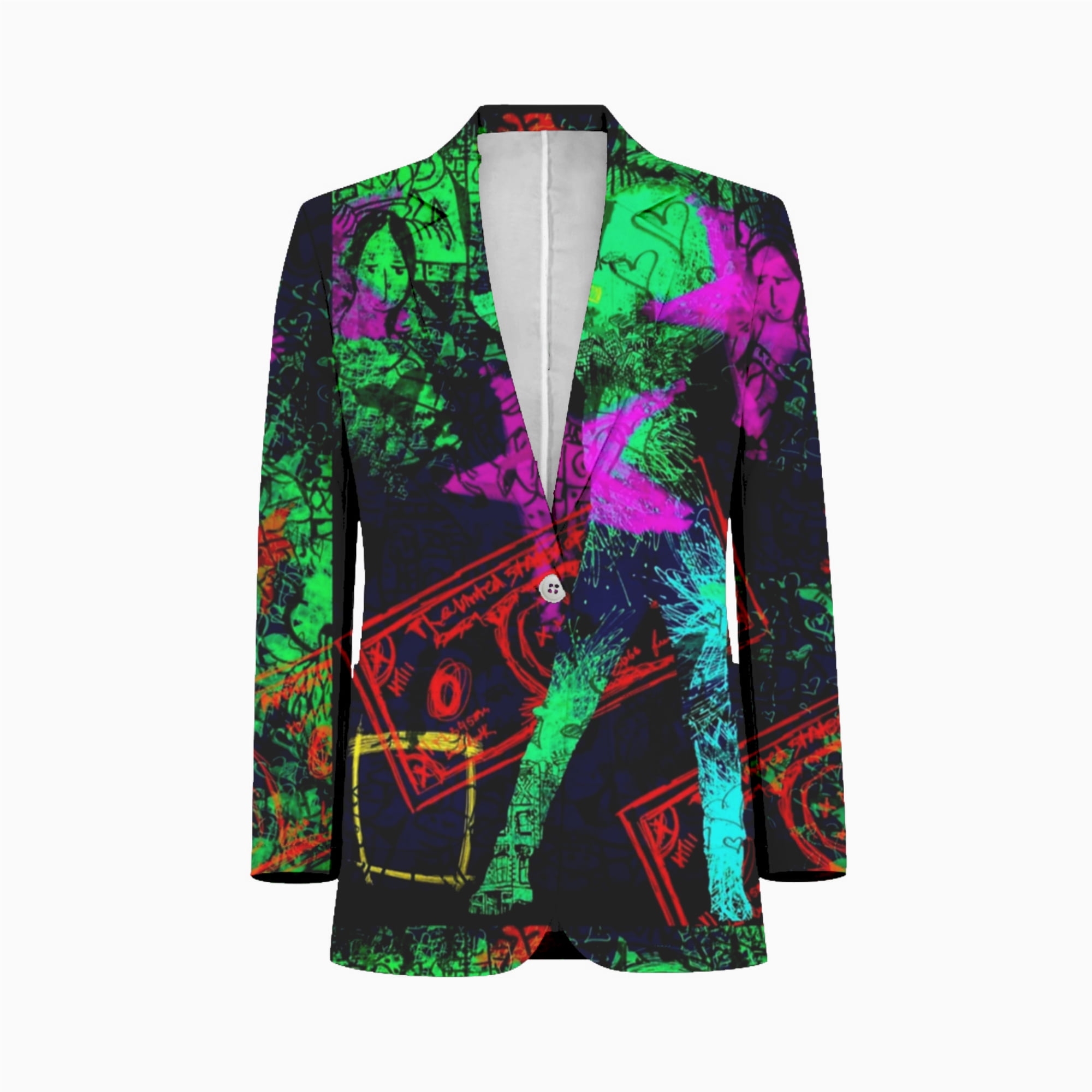 Neo Pop Art Blacklight Glow in the dark Mens Suits Shawl Collar Slim ...