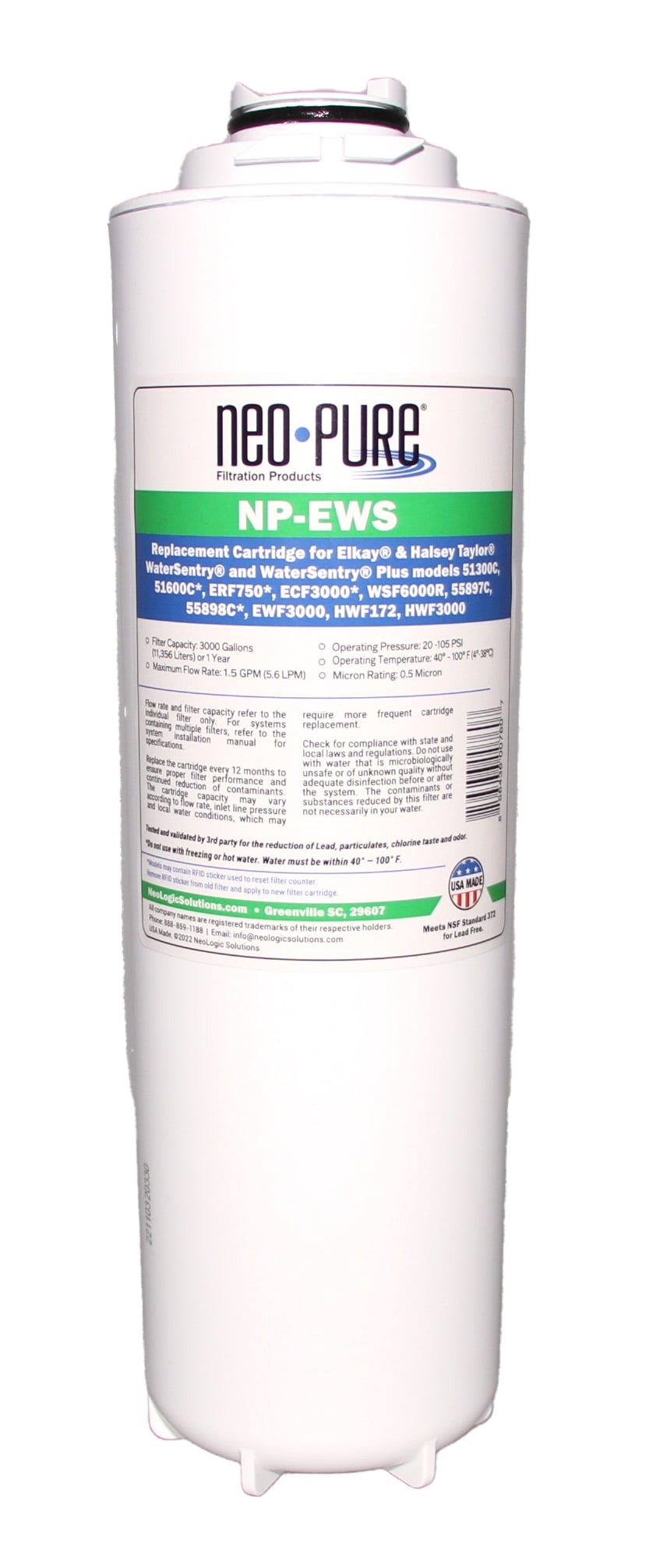 Neo-Pure NP-EWS Elkay Compatible Water Filter for Elkay 51299C, 51300C ...