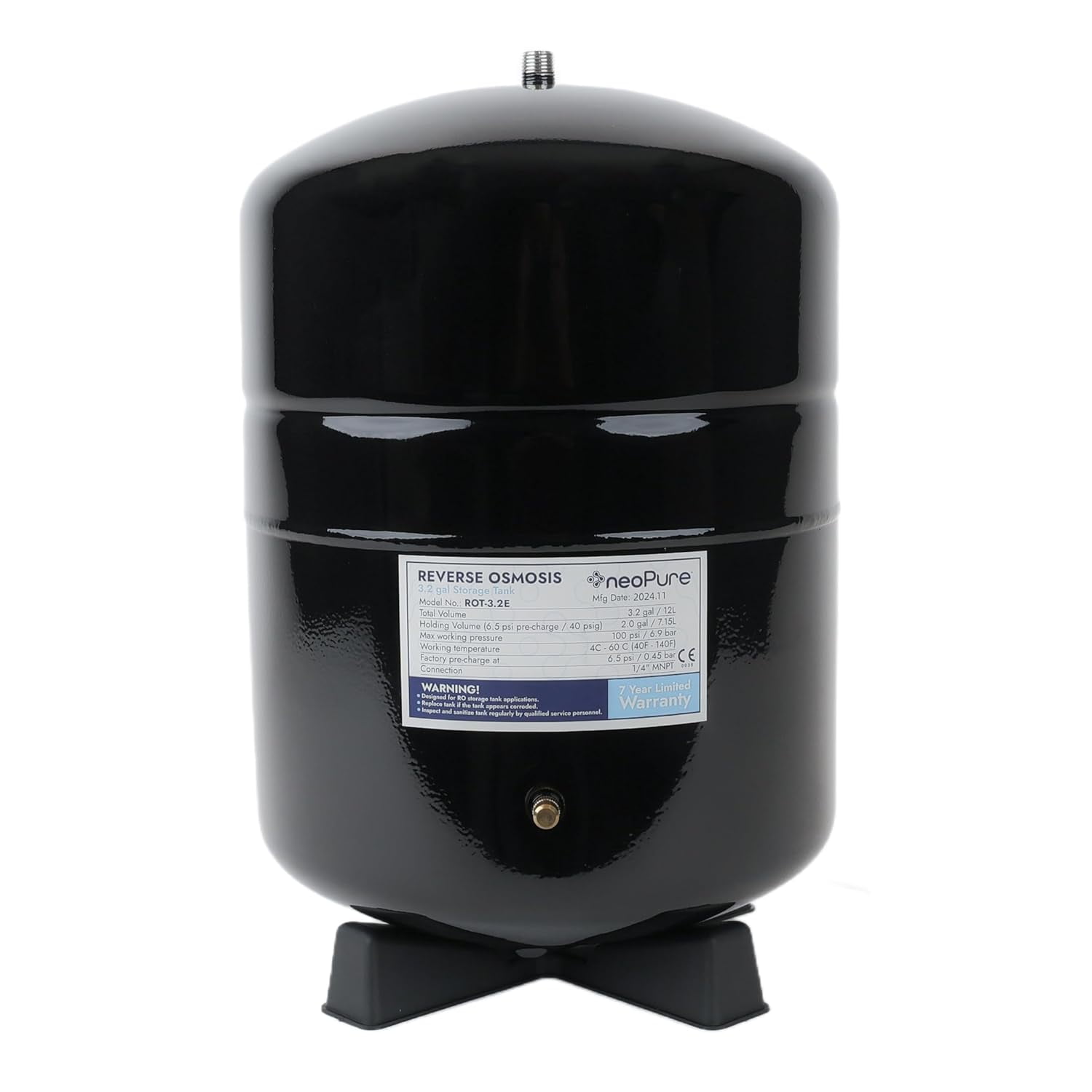 Neo-Pure Reverse Osmosis Storage Tank - 3.2 Gallon Black Coated Steel ...