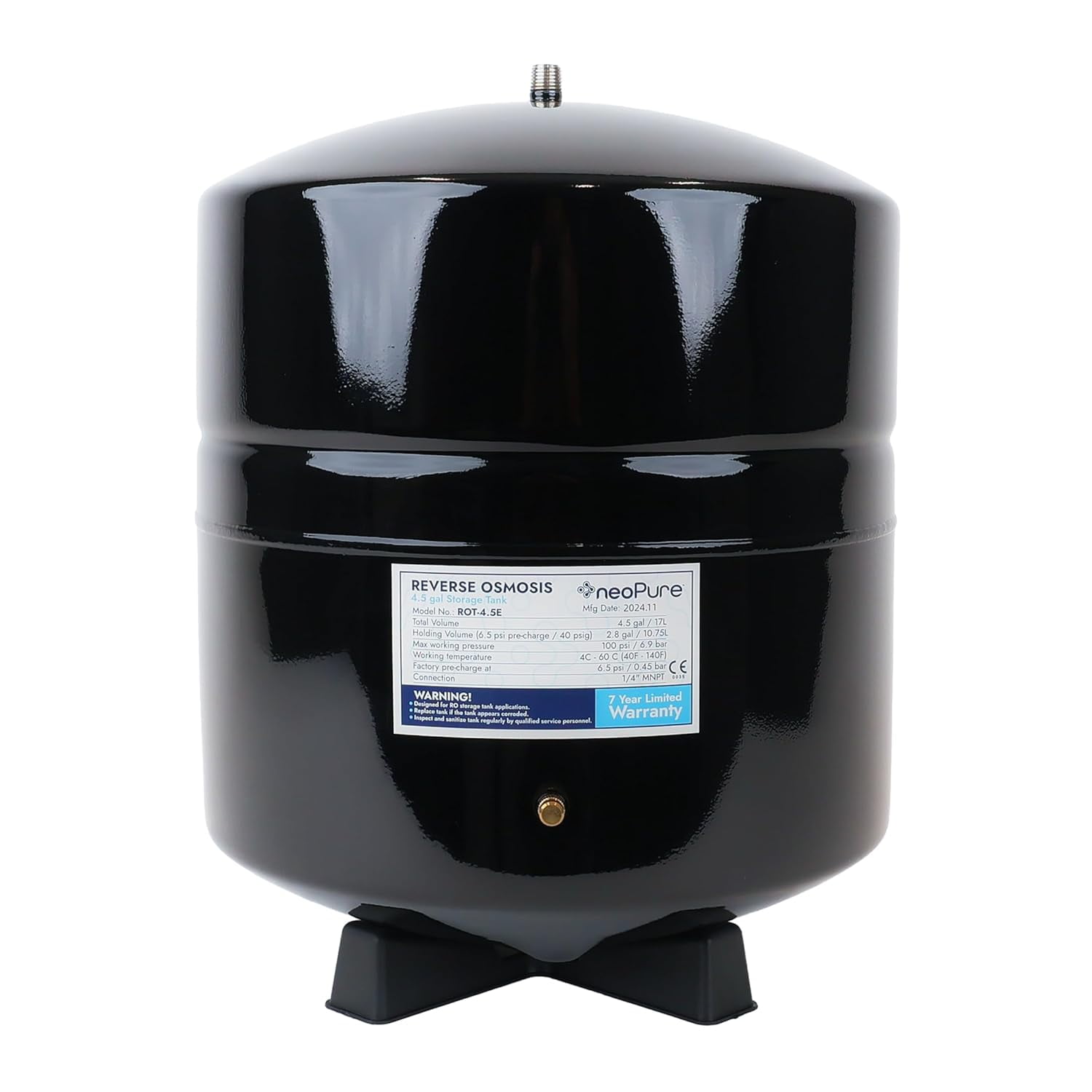 Neo-Pure Reverse Osmosis Storage Tank - 4.5 Gallon Black Coated Steel ...