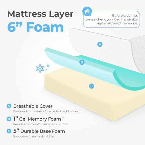 Neo Sleep 6 Inch Full Cooling Memory Mattress for Pressure Relief ...