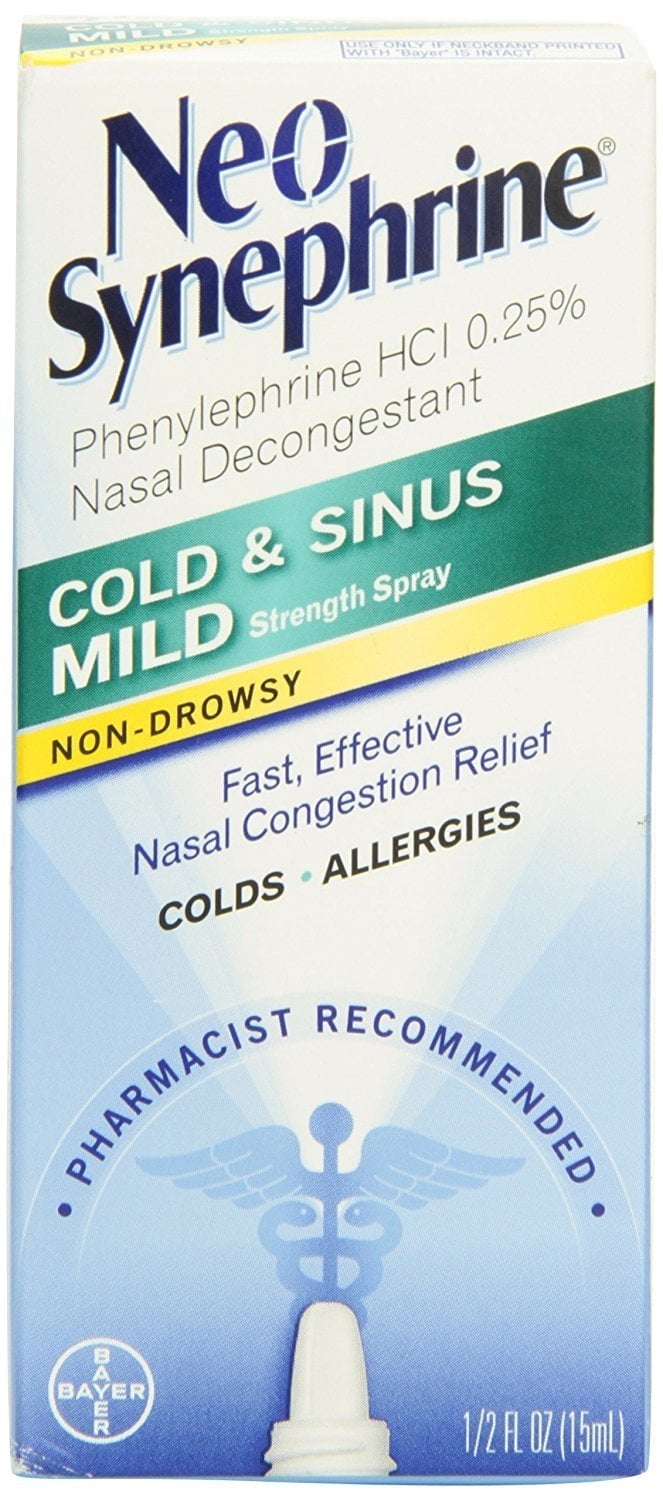 Neo Synephrine Cold & Sinus Mild Strength Spray, 0.5 Fl. Oz. - Walmart.com