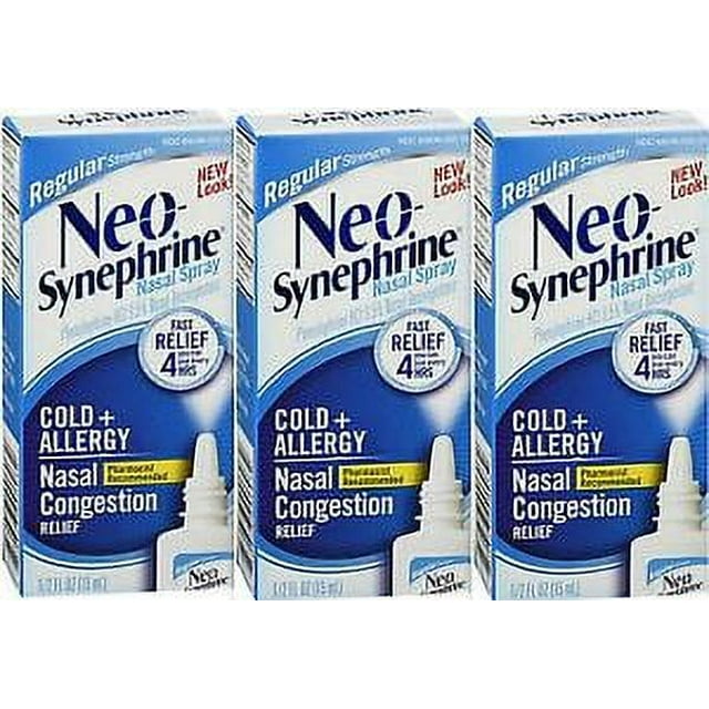 Neo-Synephrine Nasal Decongestant Spray Regular Strength 15ml ( 3 pack ...