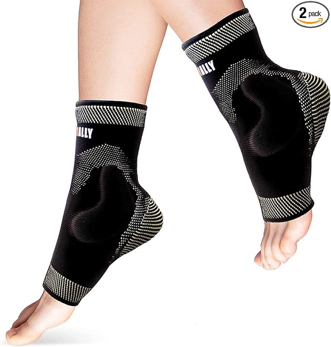 NeoAlly Copper Ankle Support Brace Compression Sleeve with Silicone Gel ...