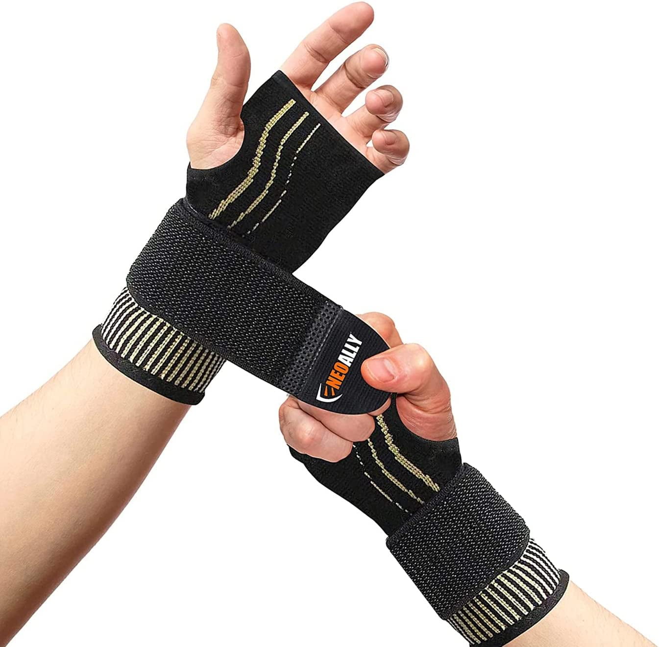 NeoAlly Copper Wrist Braces for Pain Relief, Adjustable Compression ...