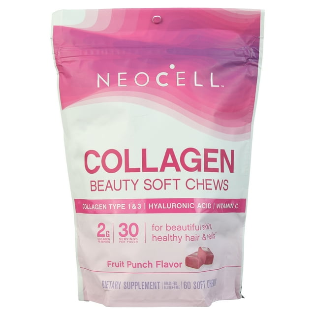 NeoCell Beauty Skin Hydrolyzed Collagen Supplement Soft Chews Fruit ...