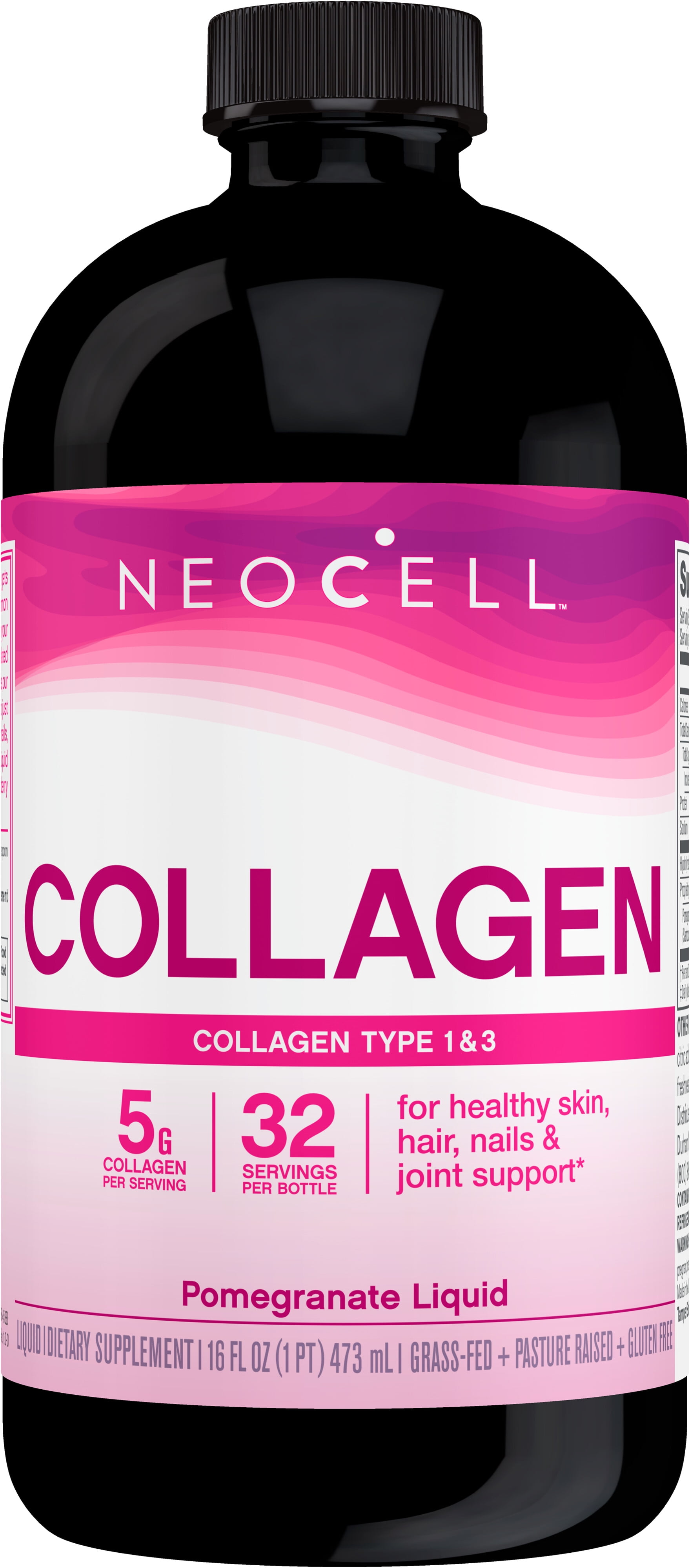 NeoCell Hydrolyzed Collagen Peptides Liquid - Pomegranate, 16 oz., 1 ...