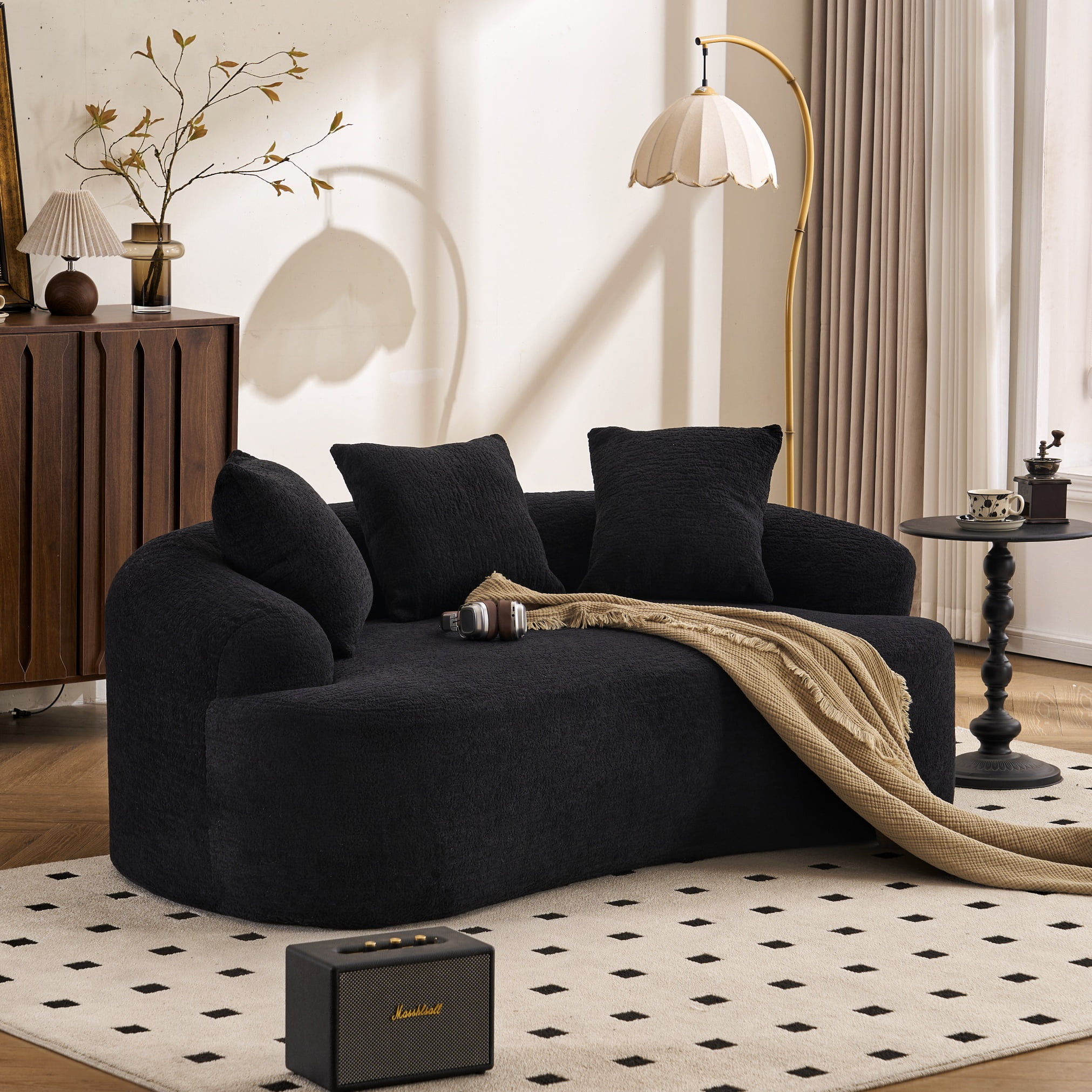 NeoKo Loveseat Sofa for Living Room, 65" Modern Chenille Boneless ...
