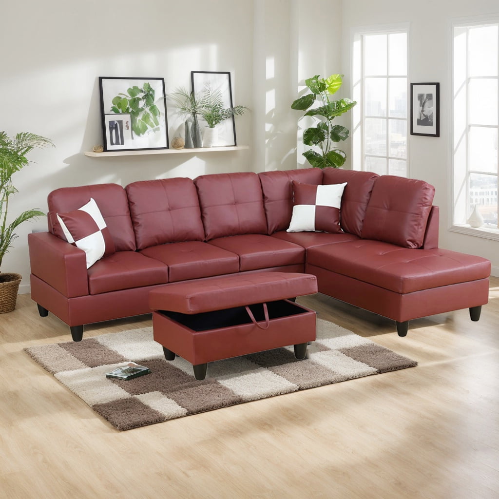 NeoKo Sectional Couch Furniture Sets for Living Room, Modern Faux ...