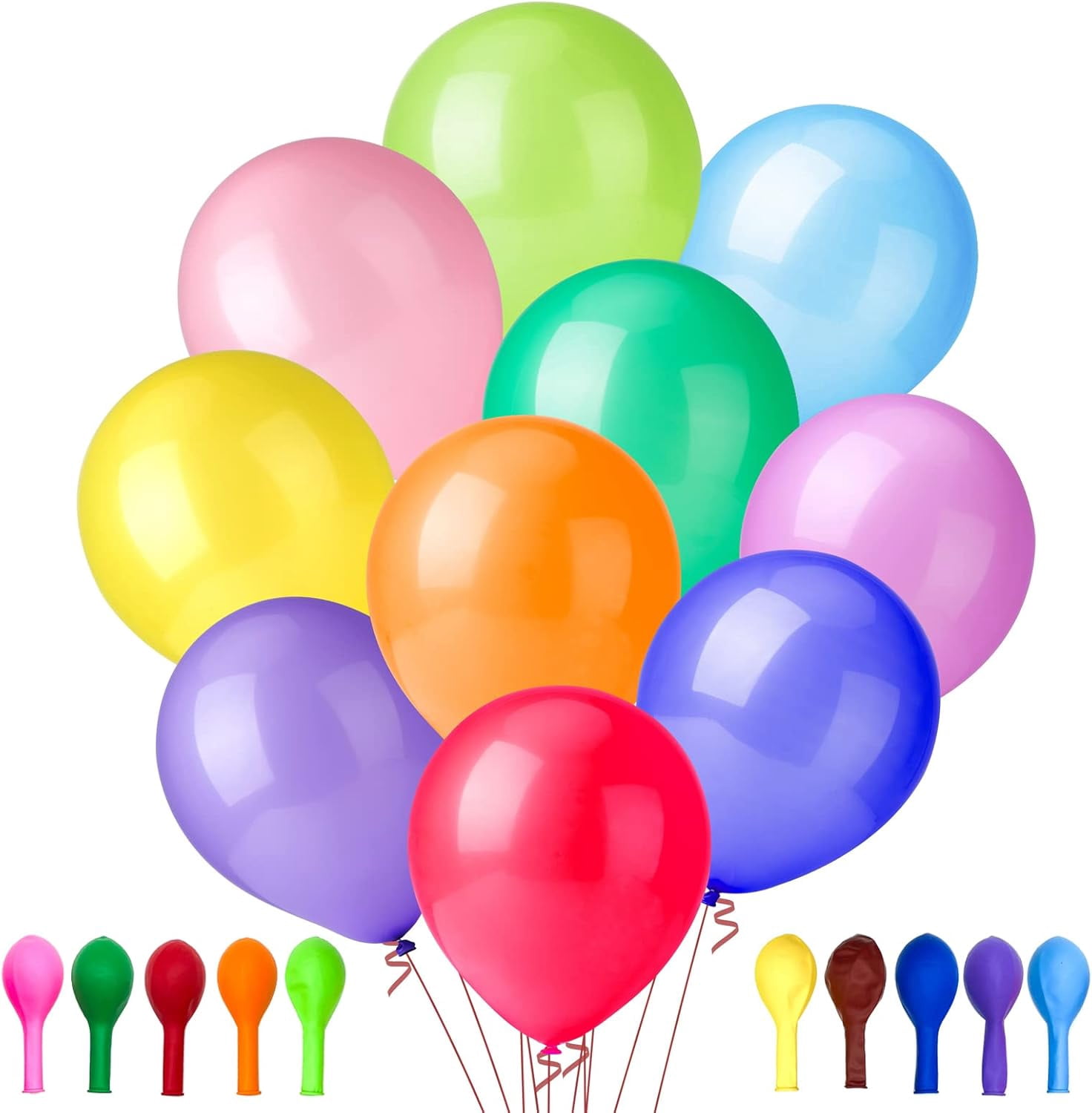 NeoMart - 100 PCS Balloons Assorted Colors（Inside 10 Colors-10 Per ...