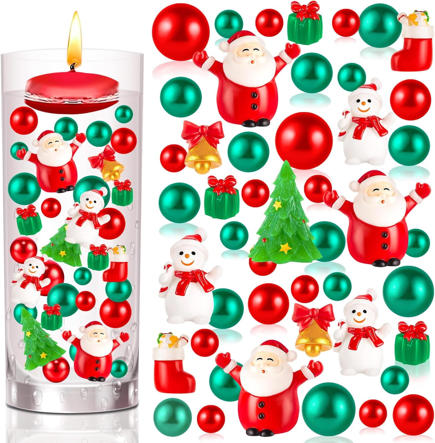 NeoMart - 100Pcs Christmas Vase Filler, Red and Green Christmas Beads ...