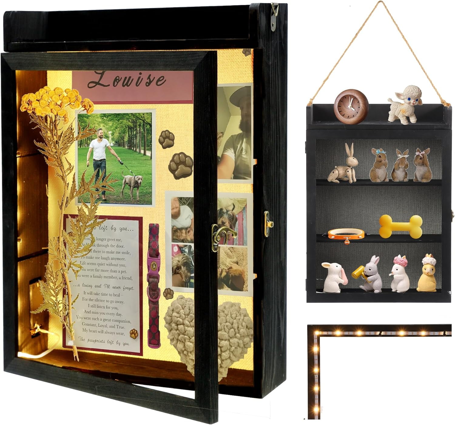 NeoMart-11x16 Shadow Box Frame with Light, Memorial Display Case with ...