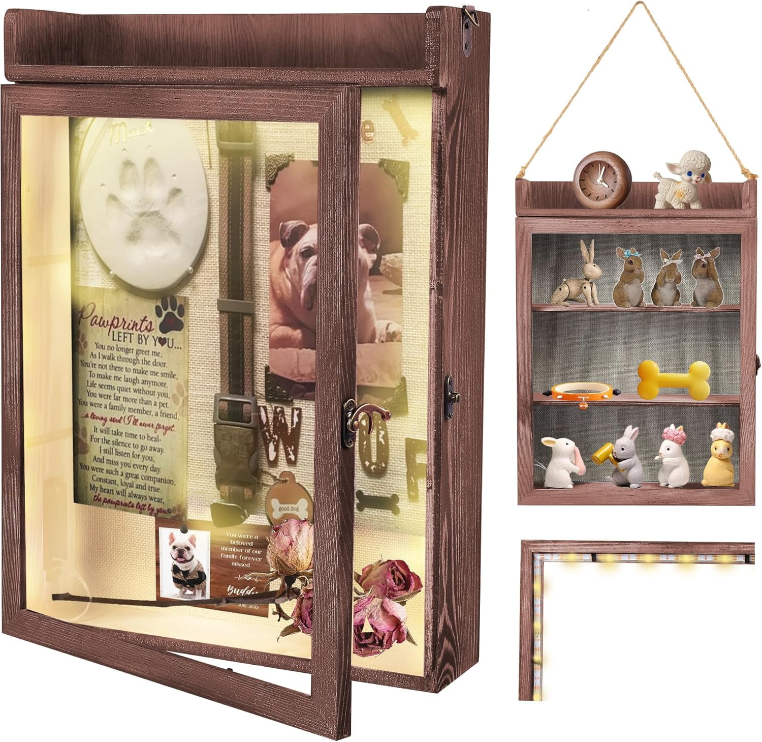NeoMart-11x16 Shadow Box Frame with Light, Memorial Display Case with ...