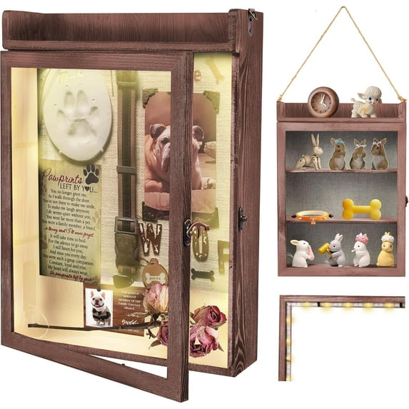 NeoMart-11x16 Shadow Box Frame with Light, Memorial Display Case with ...