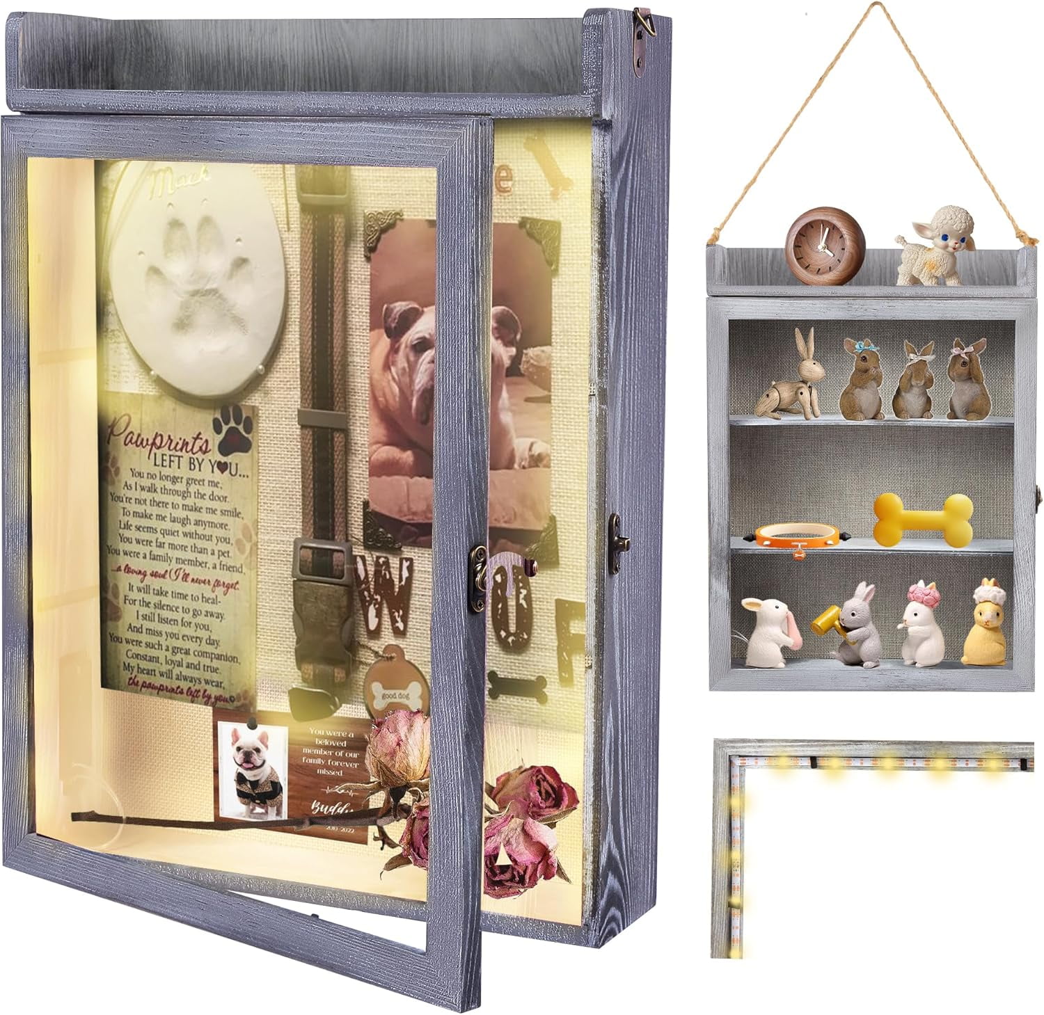 NeoMart-11x16 Shadow Box Frame with Light, Memorial Display Case with ...
