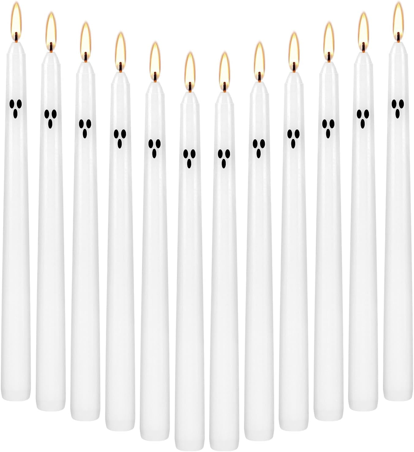 NeoMart - 12 Pack Halloween Taper Candles - 10 Inch White Ghost Face ...