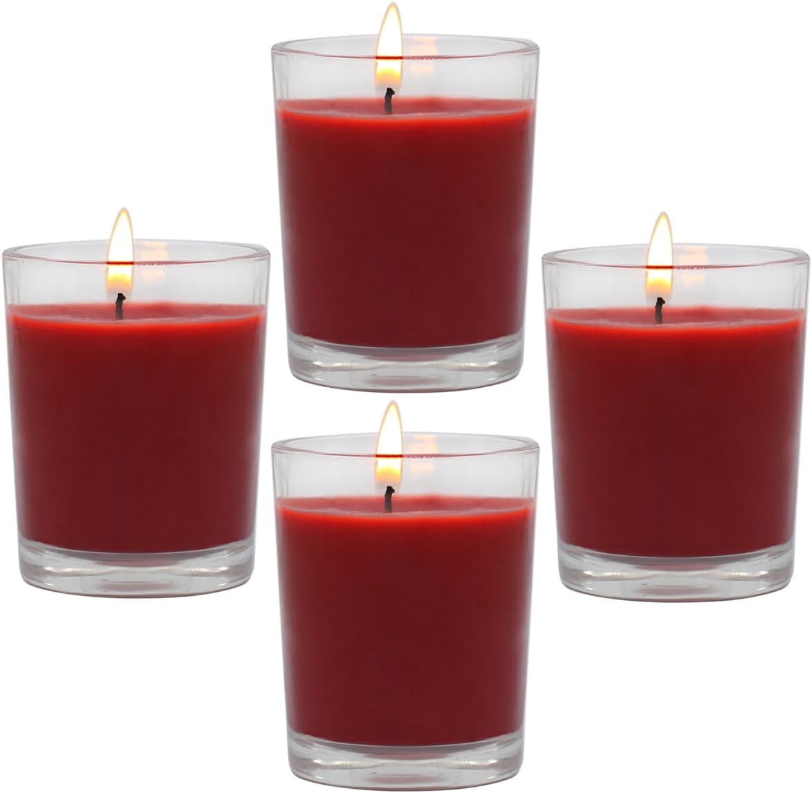 NeoMart - 4 Packs Unscented Red Burgundy Colored Votive Candles in ...