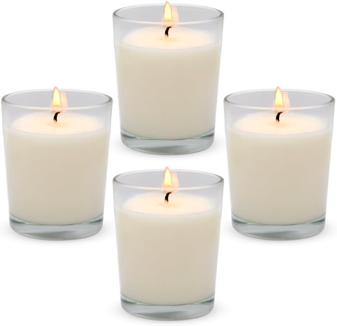 NeoMart - 4 Packs Unscented White Votive Candles in Glass, 2 Inch ...