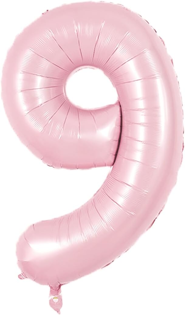 NeoMart 40 Inch Pastel Pink Number 9 Balloon with Pink Bow Balloon Big ...