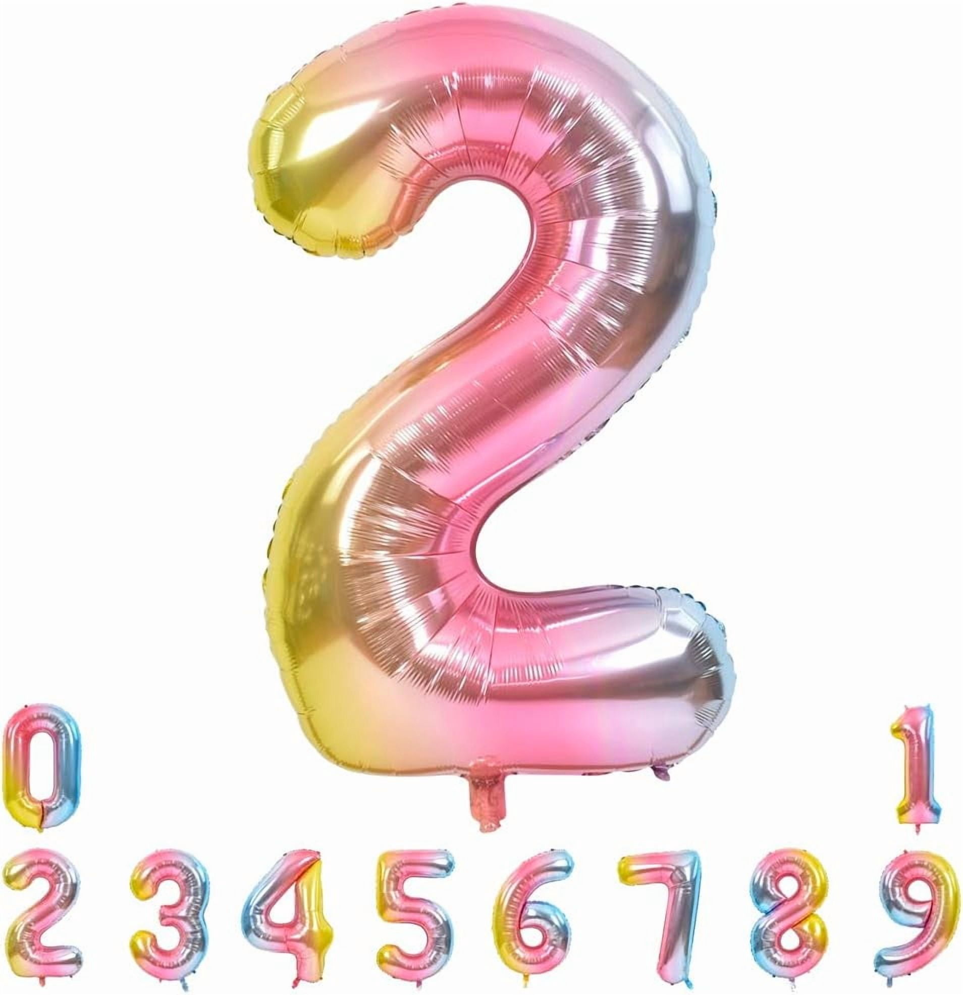 NeoMart 40 Inch Rainbow Large Numbers Balloons 0-9, Number 2 Digital 2 ...