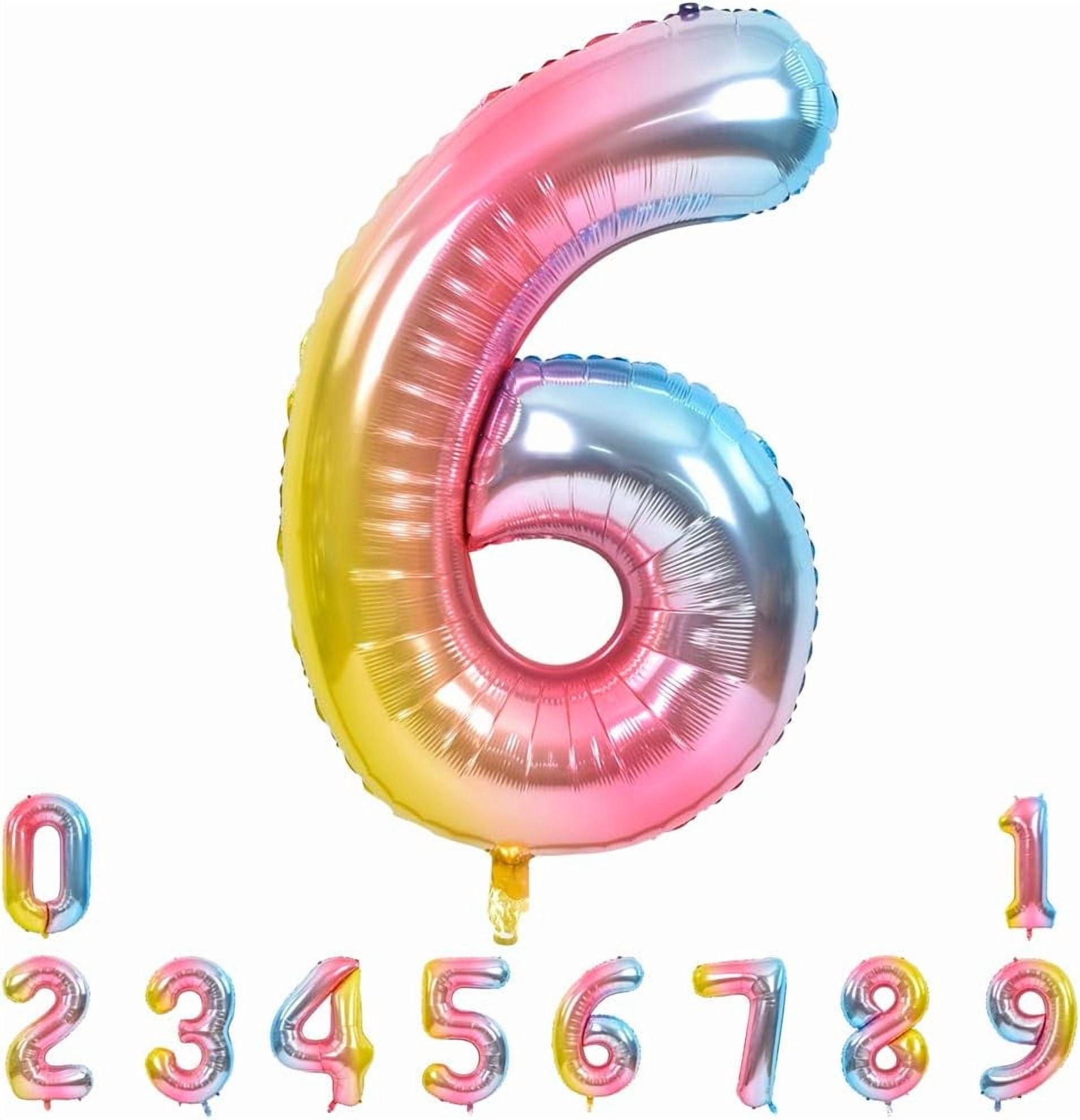 NeoMart 40 Inch Rainbow Large Numbers Balloons 0-9, Number 6 Digital 6 ...
