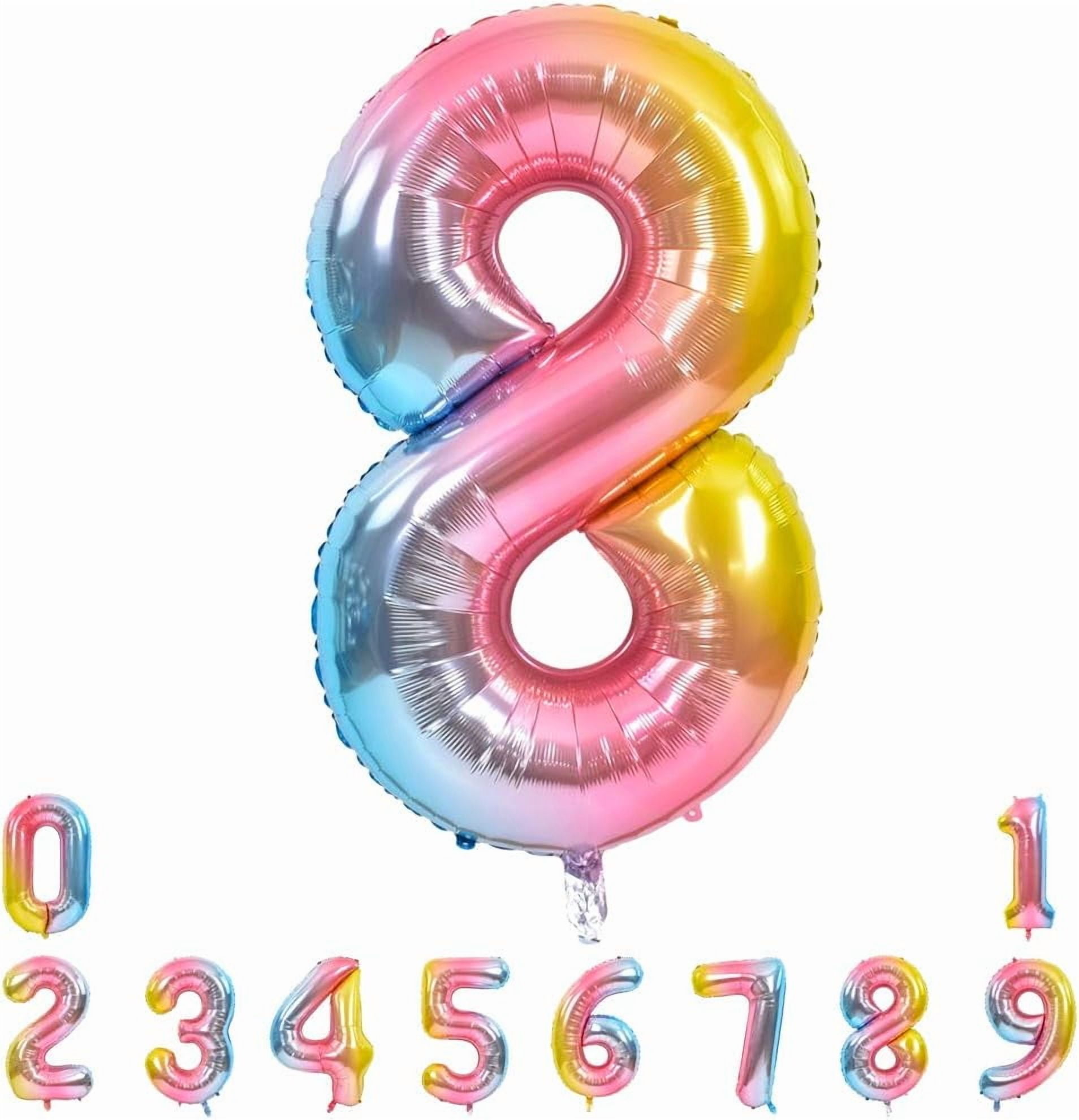 NeoMart 40 Inch Rainbow Large Numbers Balloons 0-9, Number 8 Digital 8 ...