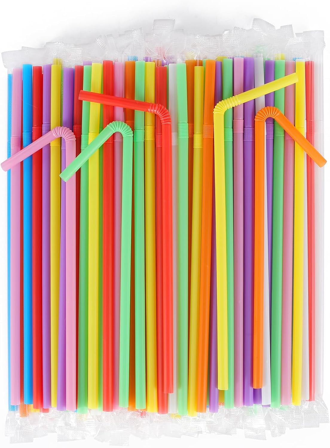 NeoMart-[400 Pcs] Bendy Individually Wrapped Plastic Straws - 8.25 ...