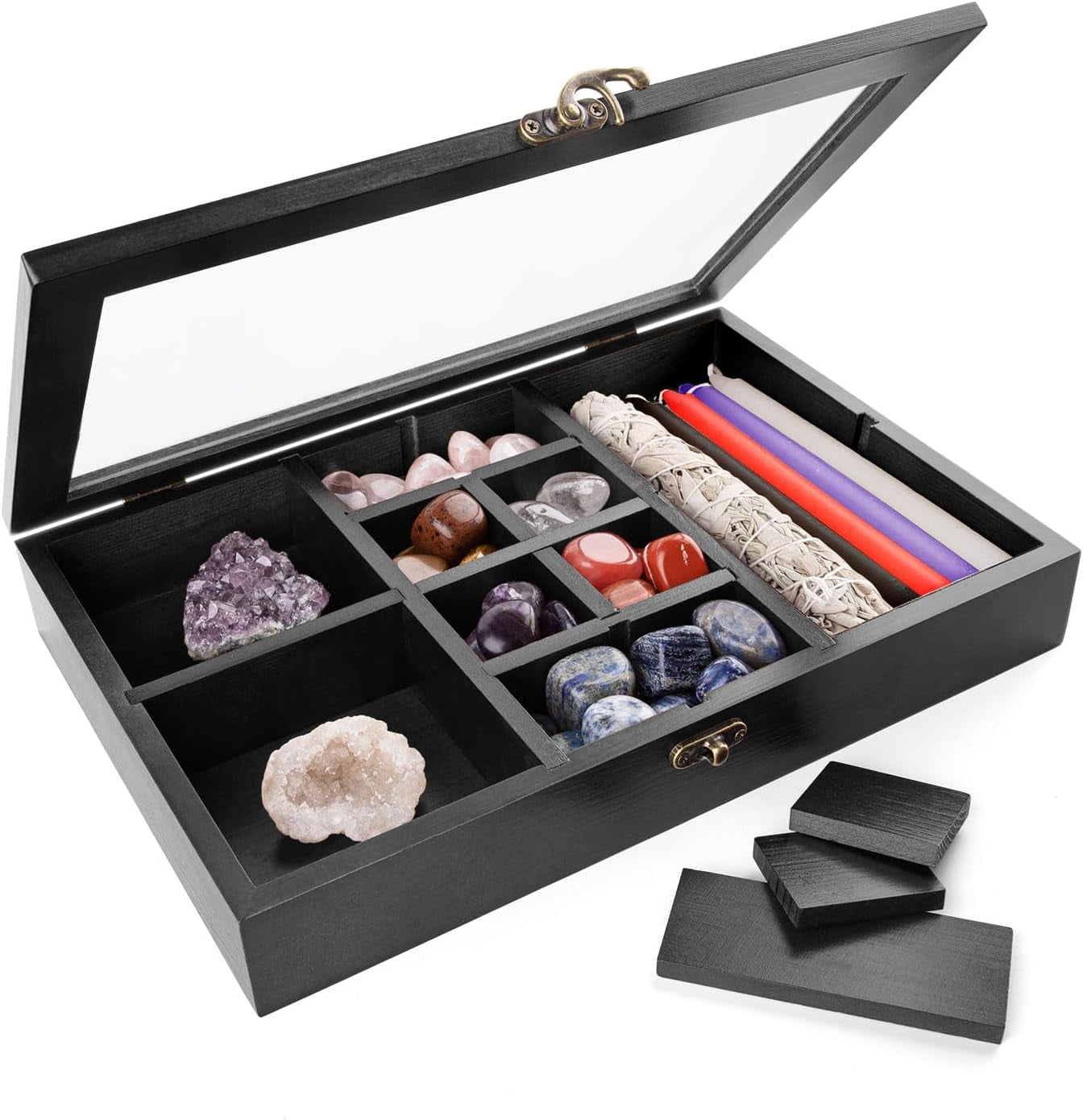 NeoMart Adjustable Rock Display Case, Crystal Collection Box with ...