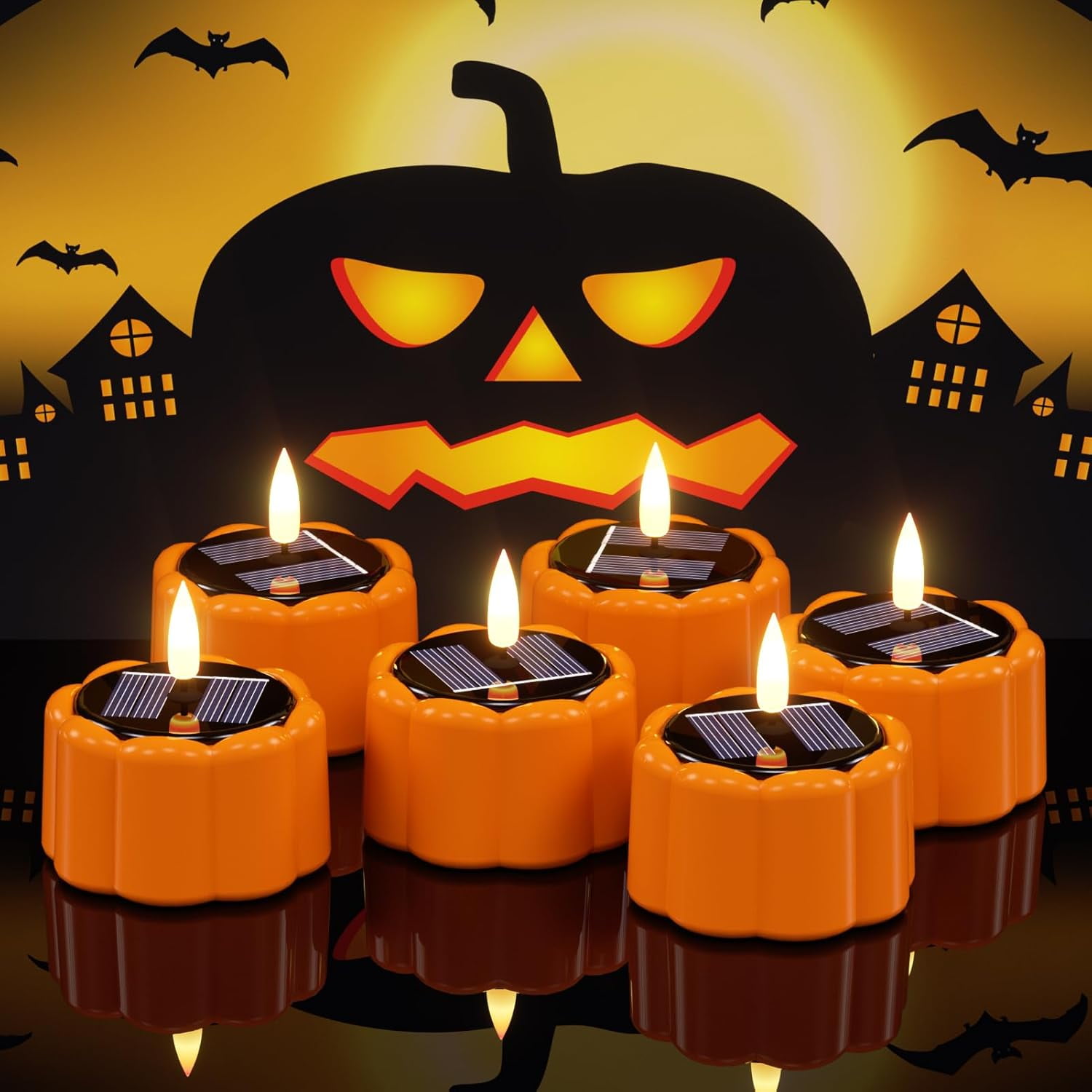 NeoMart Flameless Votive Candles Solar Battery Operated Dusk to Dawn 3D ...