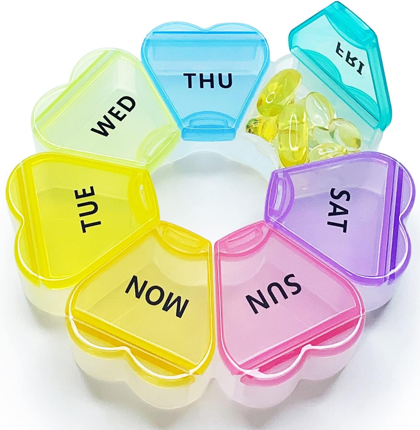 NeoMart Large Weekly Pill Box 7 Day, Cute Pill Case Organizer 1 time a ...