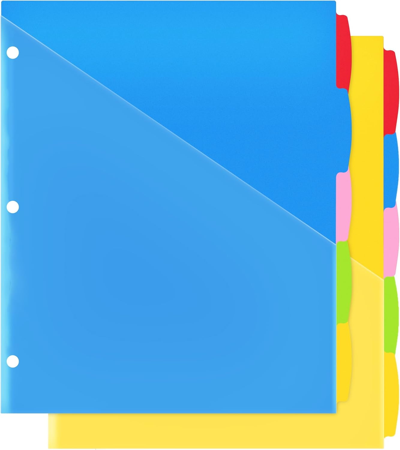 NeoMart Plastic 5-Tab Dividers with Clear Front Pockets -2 Sets, Pocket ...