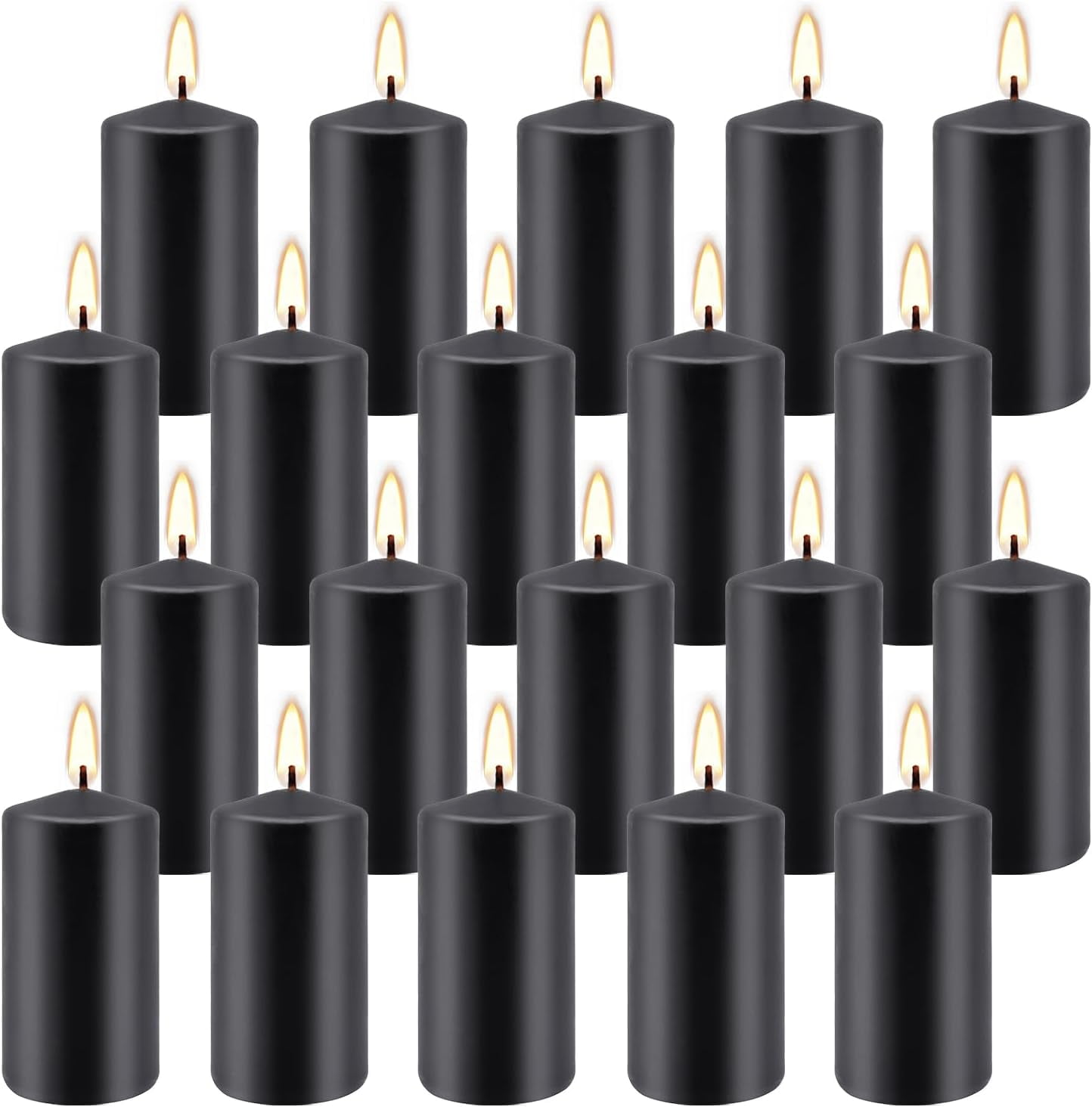NeoMart - Set of 20 | 2-Inch Wide x 4-Inch Tall Black Pillar Candles ...
