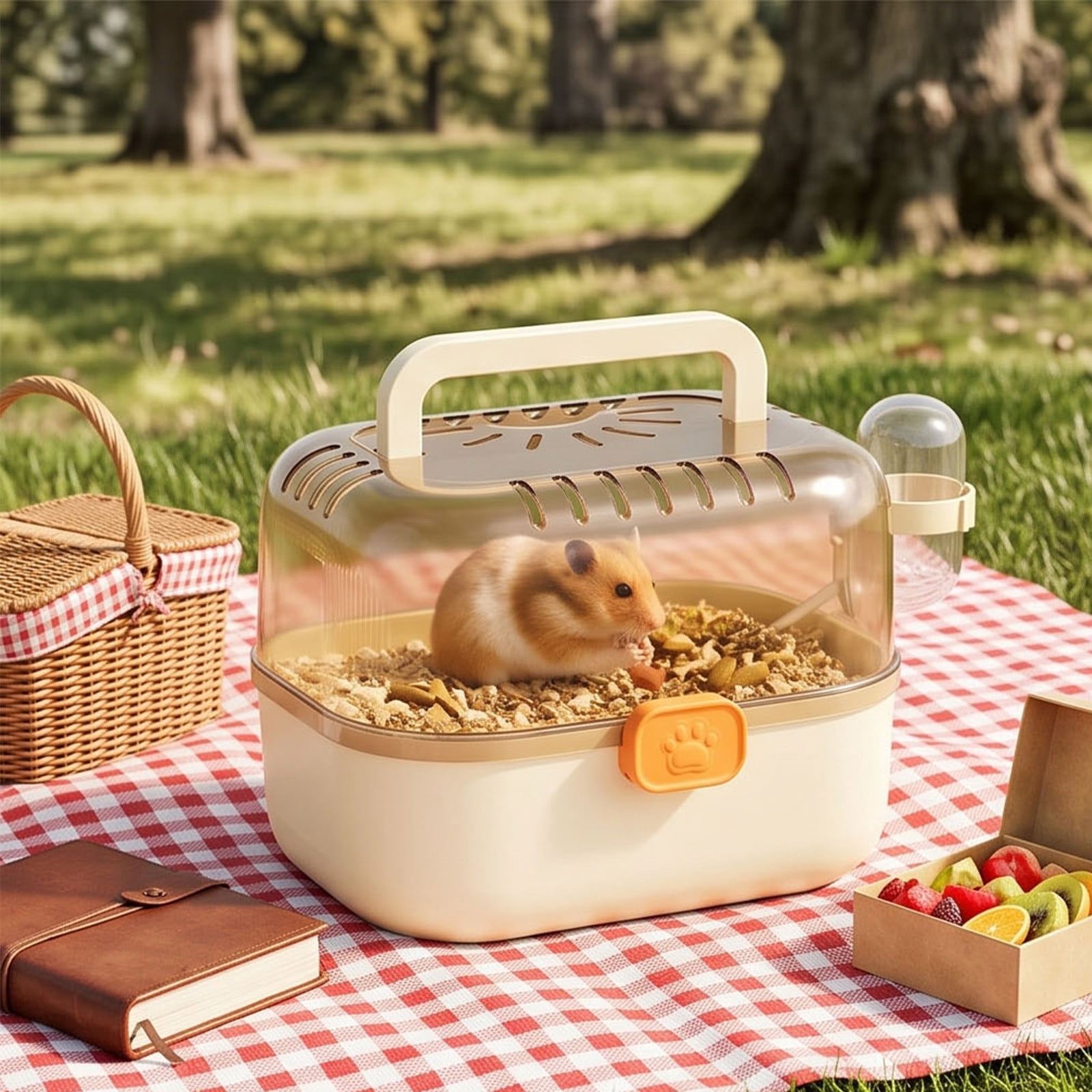 Neoargh Small Animal Carrier Cage with Water Bottle, Portable Hamster ...