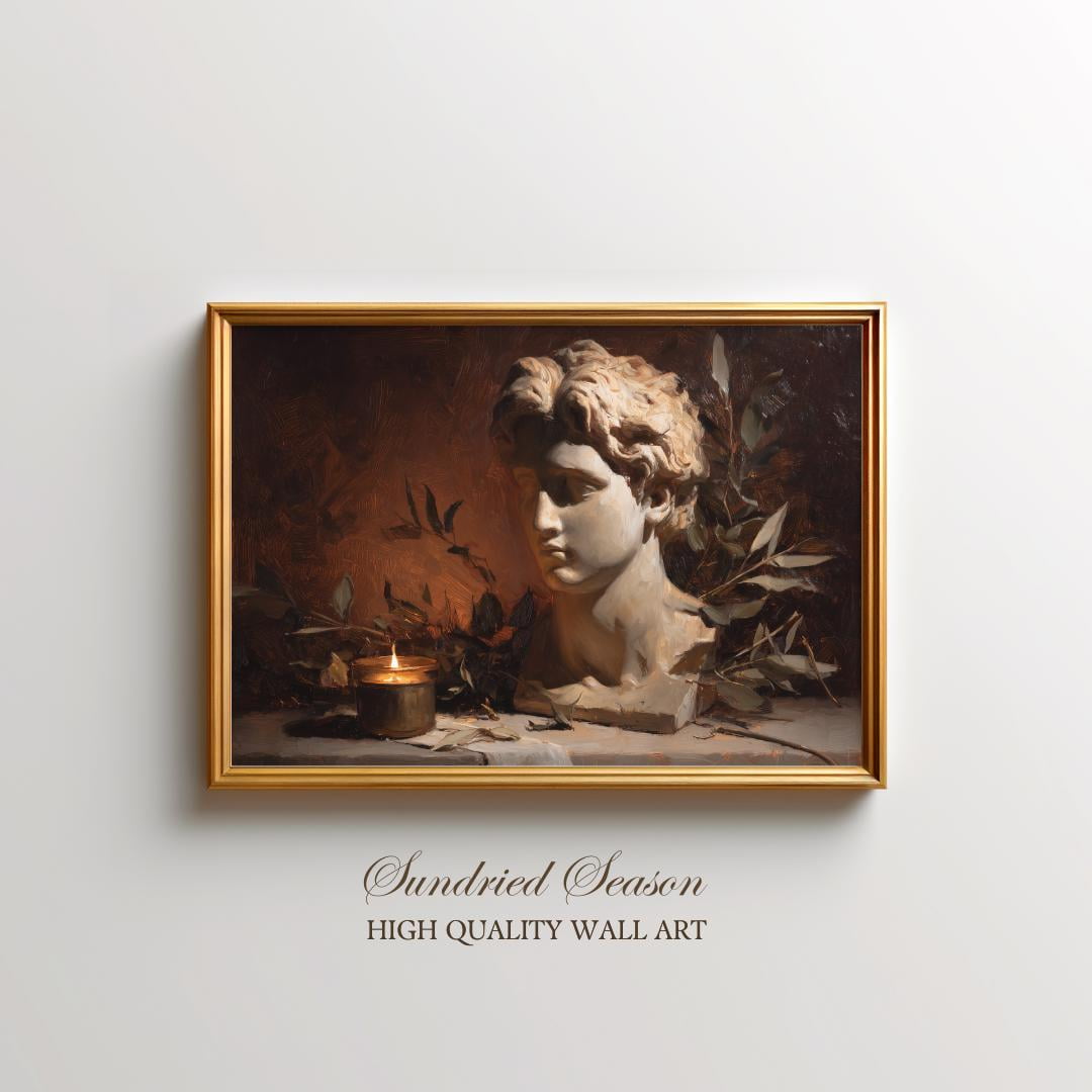 Neoclassical Bust & Candle Print, Dark Academia Still Life Wall Art ...
