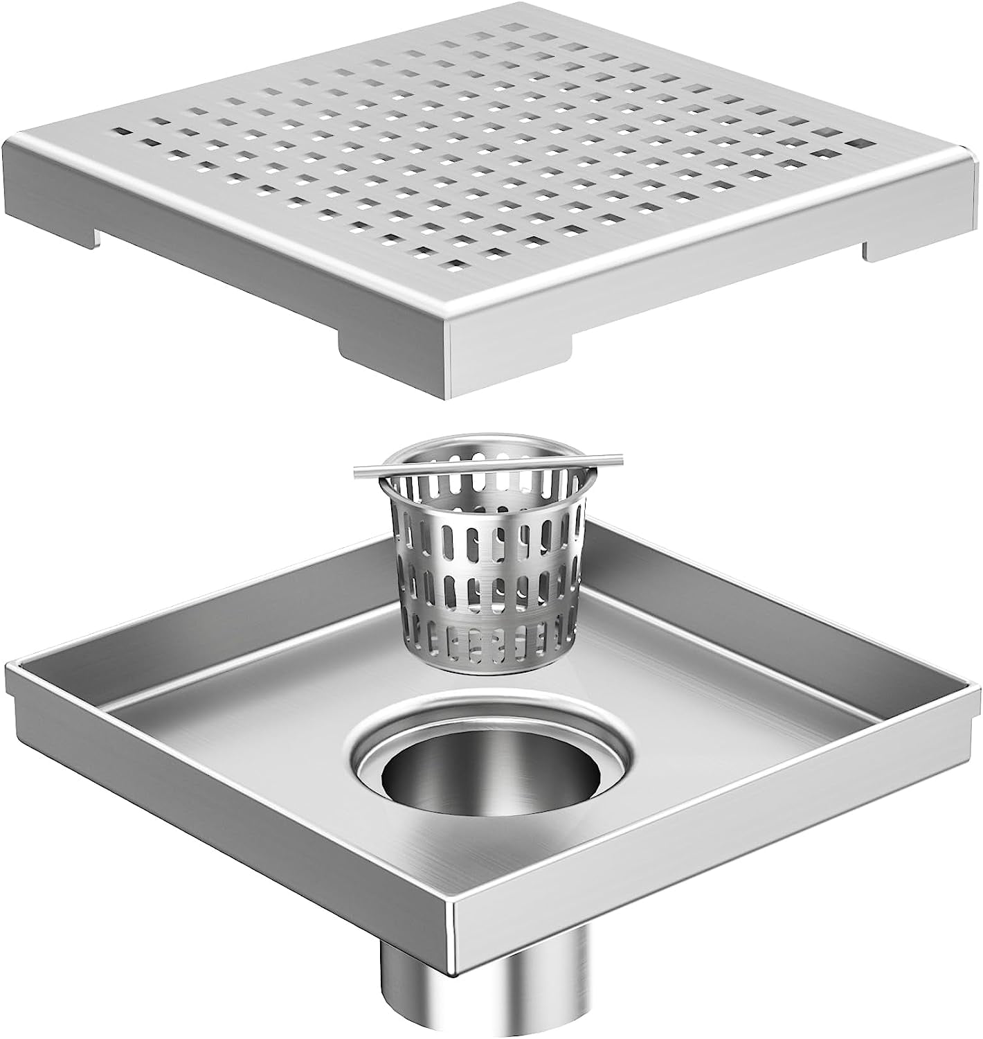 Neodrain 6-Inch Square Shower Drain with Removable Quadrato Pattern ...