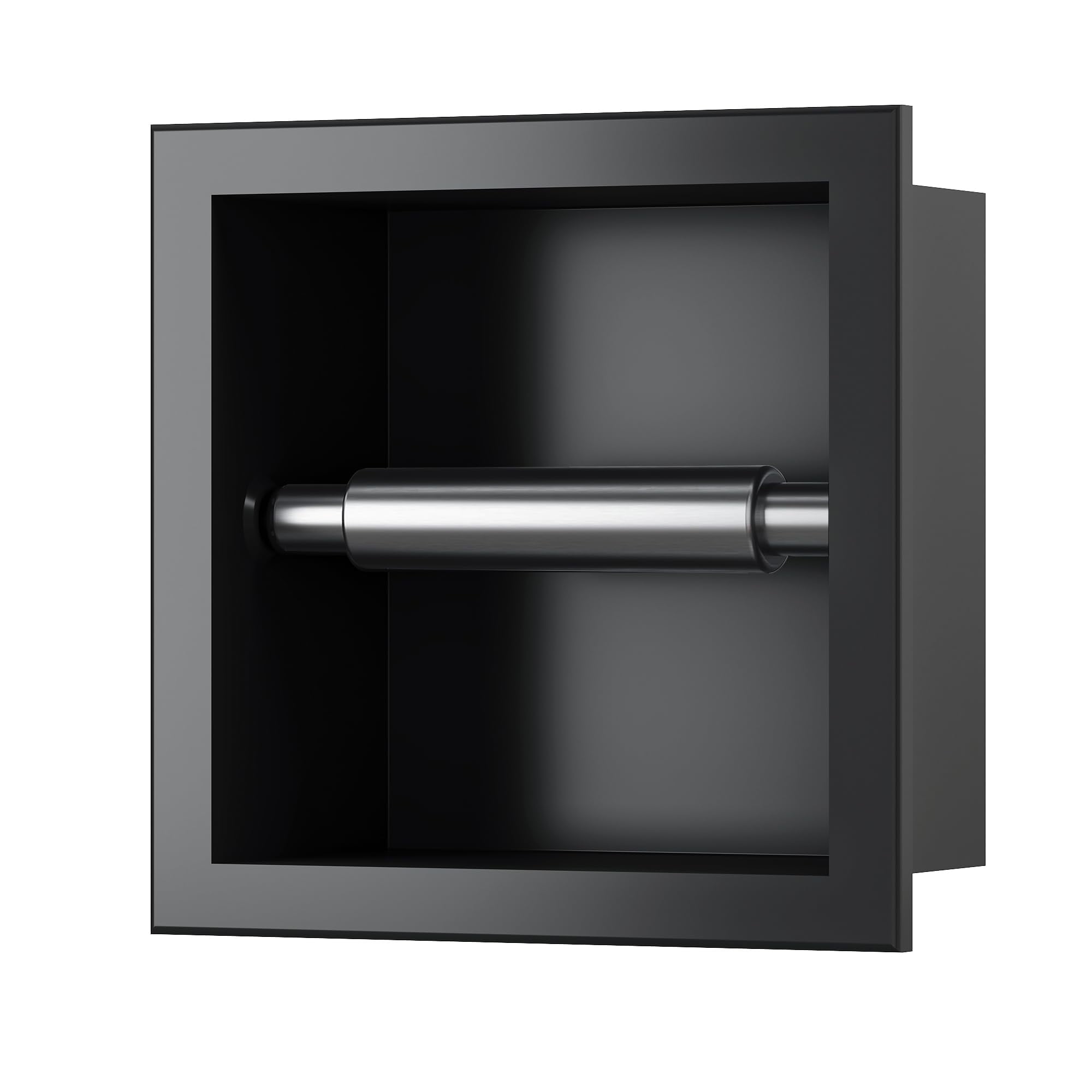 Neodrain Recessed Toilet Paper Holder, Matte Black Toilet Paper Holder ...