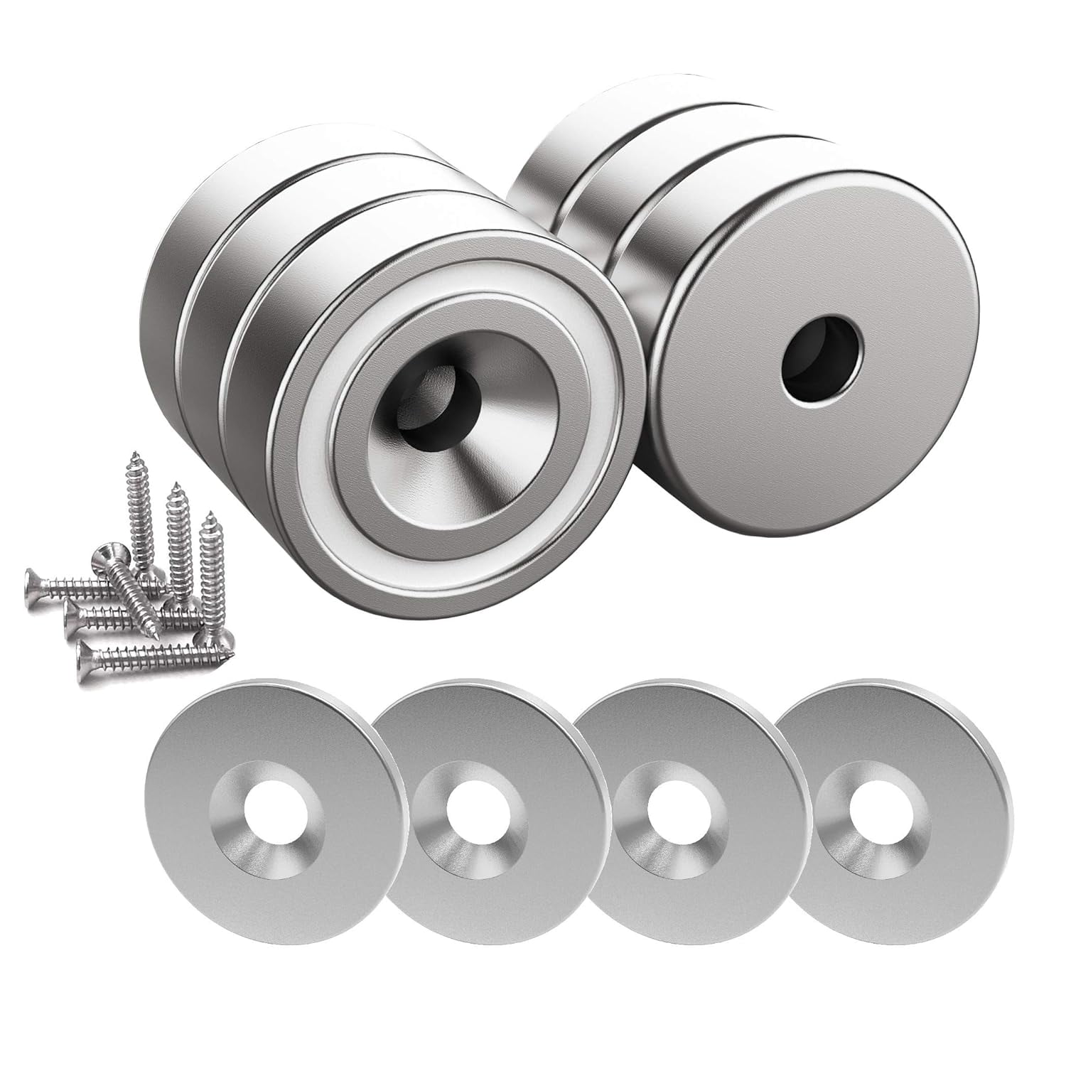 Neodymium Cup Magnets, Heavy Duty With Countersunk Hole And Stainless ...